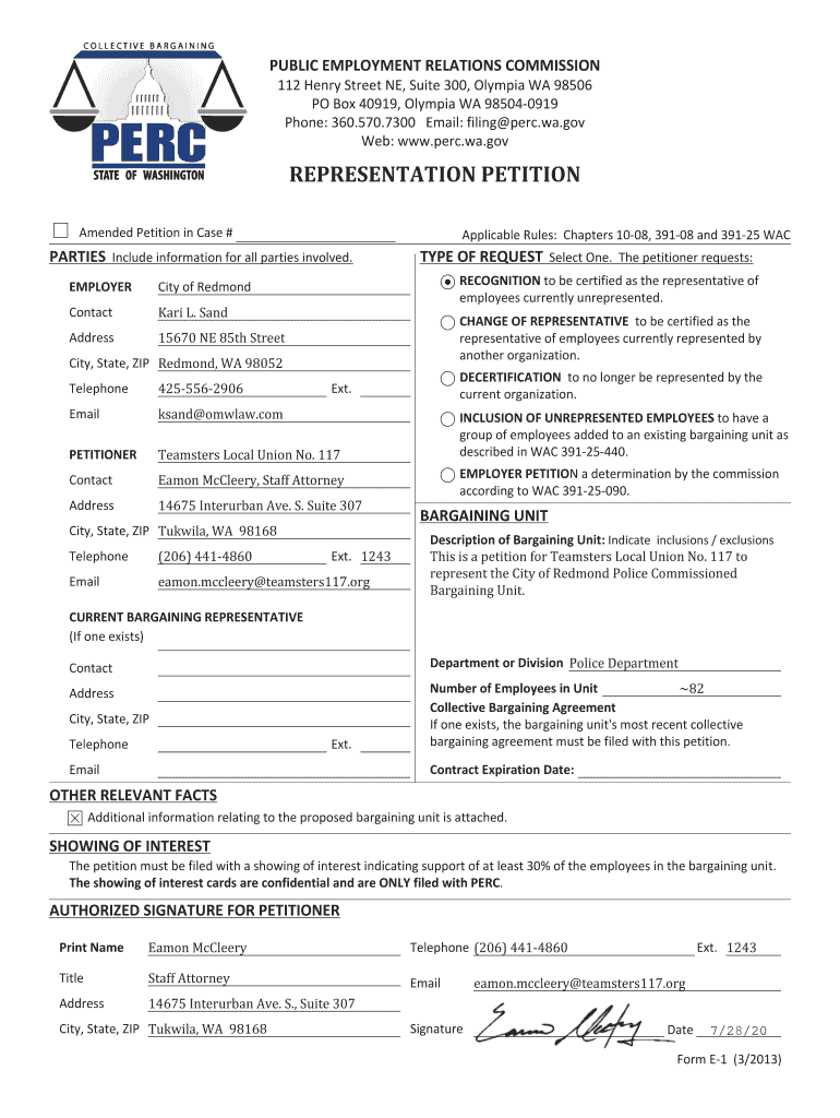 Fillable Online perc wa Fillable Online perc wa PO Box 40919 Olympia WA ...