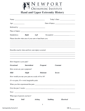Fillable Online Newport Orthopedic Institute - Hand and Upper Extremity ...