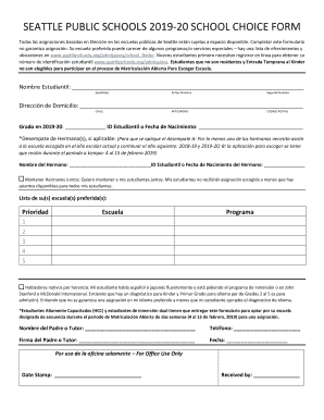 Fillable Online School Choice Form 2019-2020 - Garfield High School Fax ...