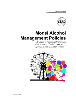 Fillable Online ABC-620-C, Model Alcohol Management Policies: A Guide ...