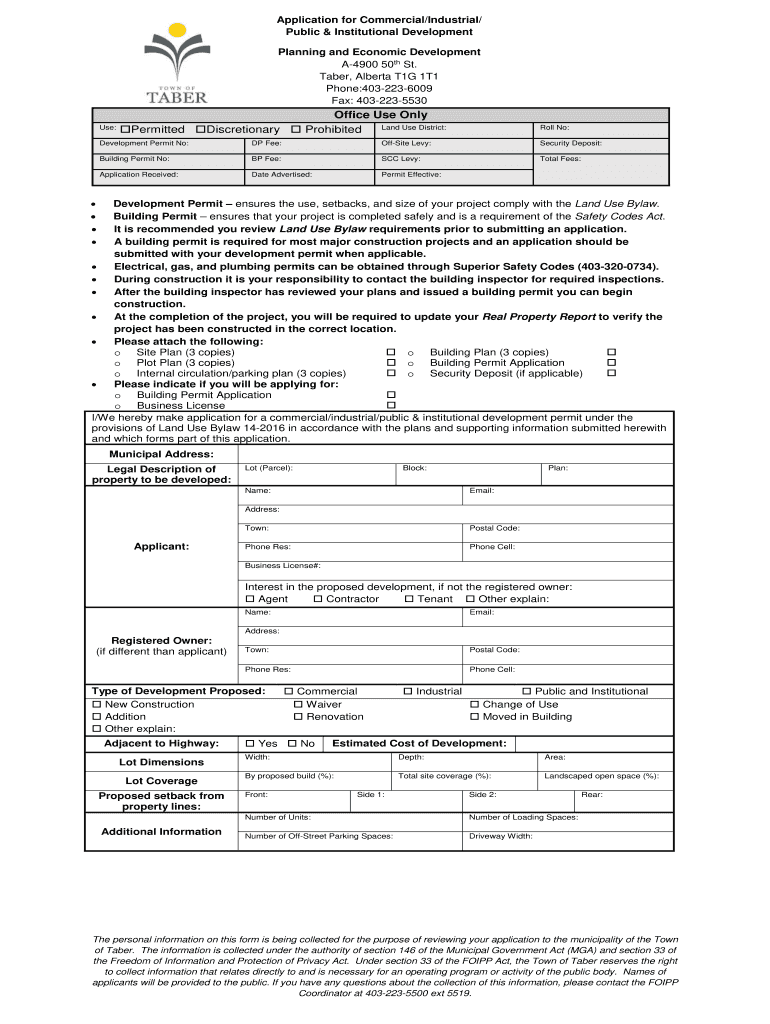 Fillable Online Office Use Only Use: Permitted Discretionary Prohibited Fax Email Print - pdfFiller
