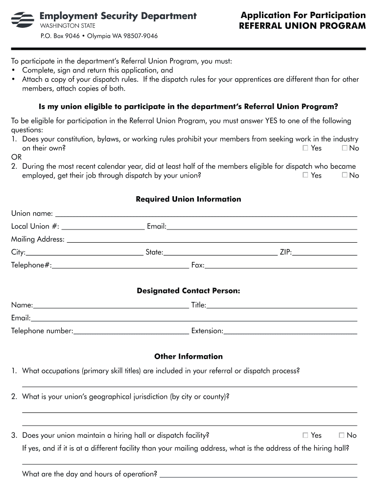 Fillable Online Union Referral Form Fax Email Print - pdfFiller