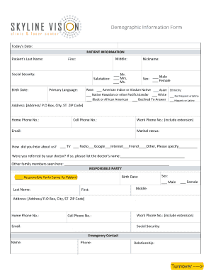 Fillable Online Demographic Information Form - Skyline Vision Clinic Fax Email Print - pdfFiller