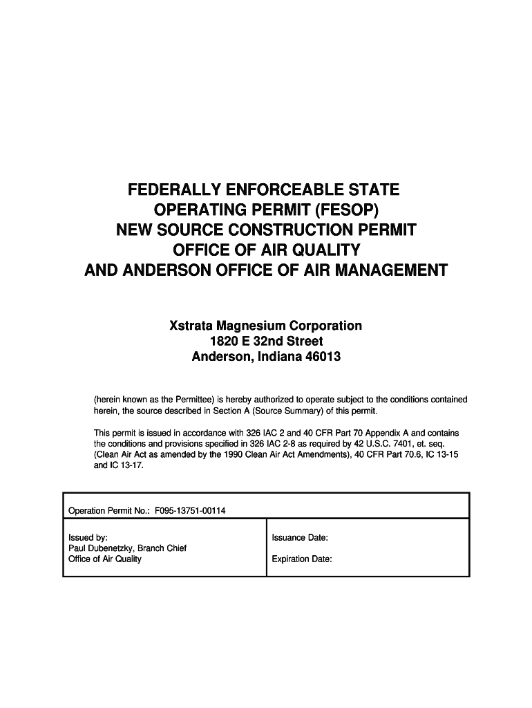 Fillable Online permits air idem in federally enforceable state ...