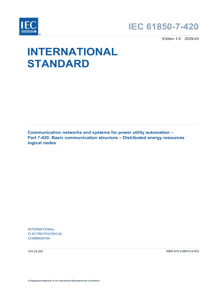 Fillable Online Iec 61850 7 420 International Electrotechnical Commission Fax Email Print