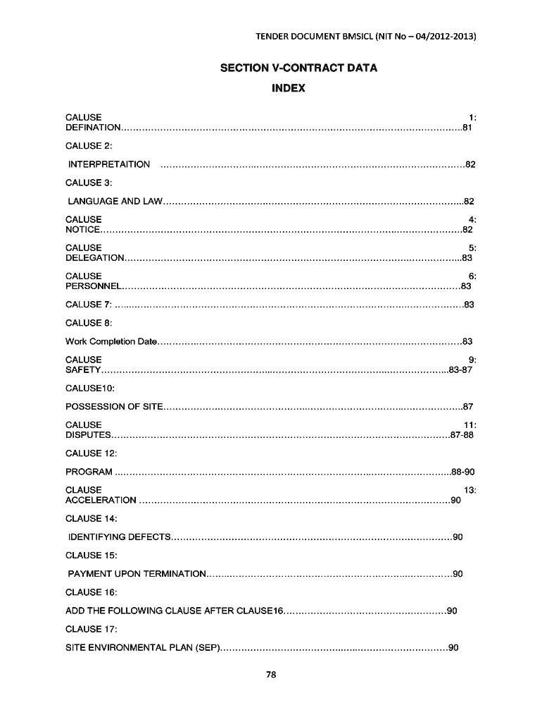 Fillable Online bmsicl gov SECTION V-CONTRACT DATA Fax Email Print ...