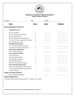 Fillable Online Degree Program Checklist Fax Email Print - pdfFiller