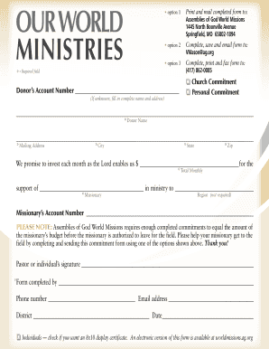 Fillable Online agwebservices Missionary Commitment Form - World ...