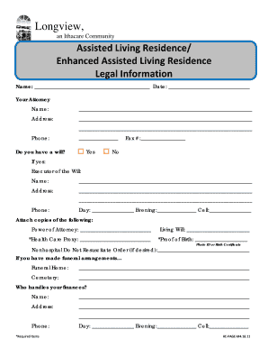 Fillable Online ALR & EALR Legal Information form - Longview Fax Email ...