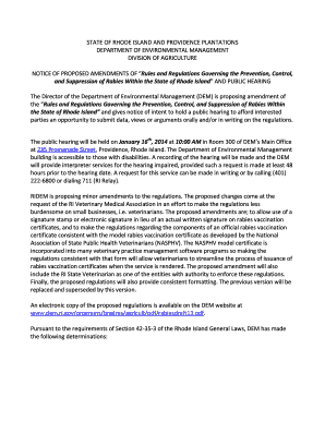 Fillable Online sos ri RI DEMAgriculture- Public Notice of Proposed Amendments to the Rules and ...