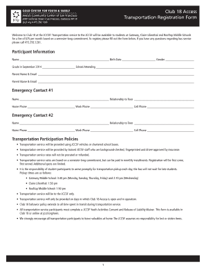 Fillable Online Club 18 Access Transportation Registration Form Fax ...