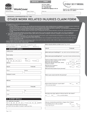 Fillable Online cgu com Other Work Related Injuries Claim Form - CGU ...