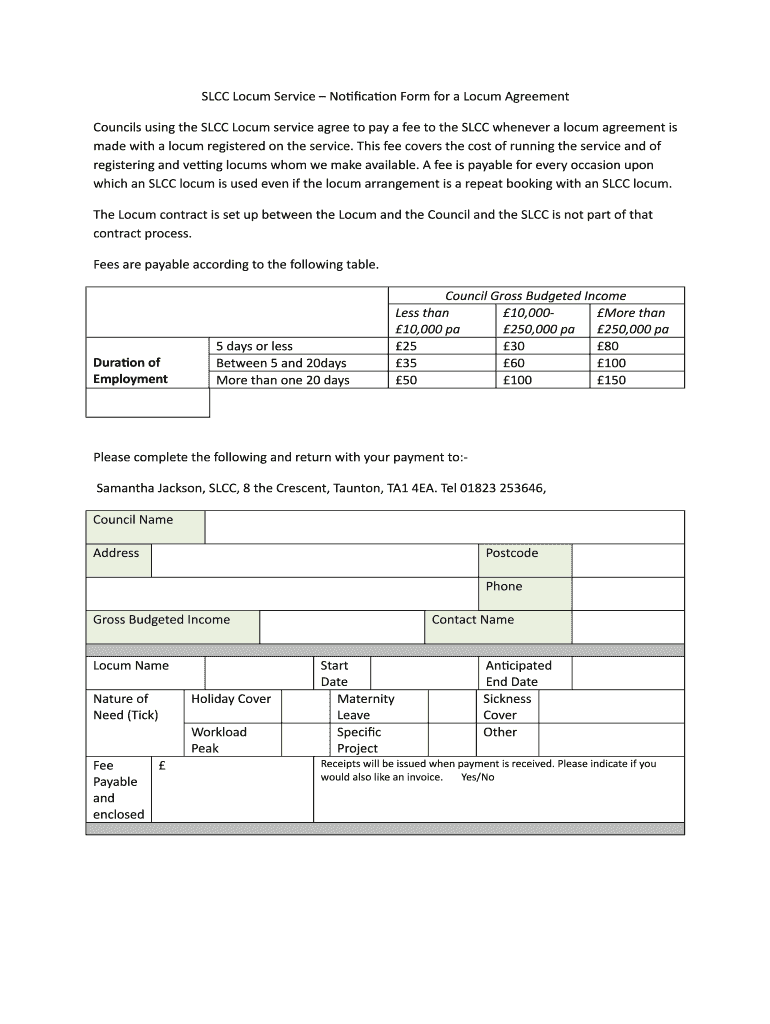 Fillable Online consultancy slcc co Notification Form - SLCC ...