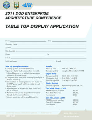 Fillable Online dodenterprisearchitecture Table top display ...