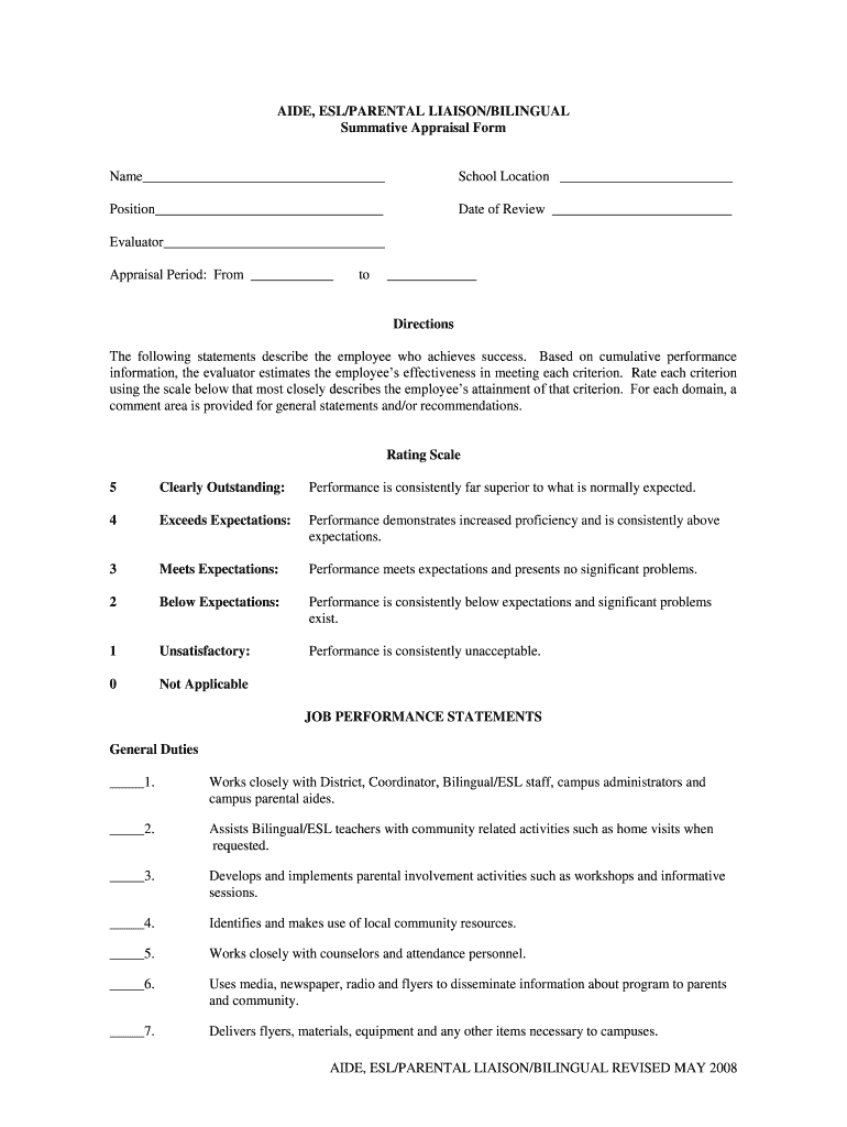 Fillable Online sfdr-cisd Aide esl parental liaison bilingual - sfdr-cisd Fax Email Print ...