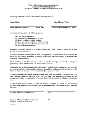 Fillable Online TCIR Authorization for Electronic Exchange bb - Tarrant ...