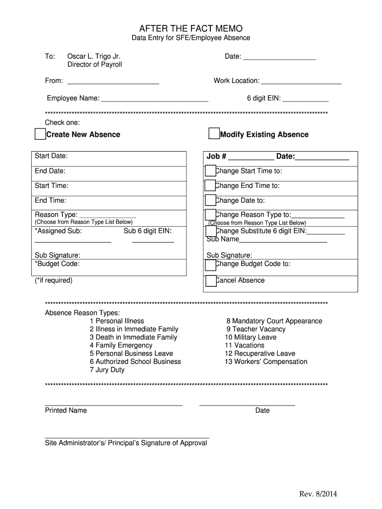 Fillable Online mcallenisd Revised AFTER THE FACT MEMO Fax Email Print - pdfFiller