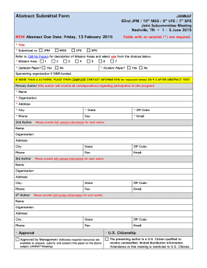 Fillable Online jannaf Abstract Submittal Form (pdf) Fax Email Print ...