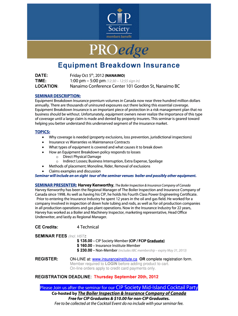 Fillable Online documents insuranceinstitute Equipment Breakdown ...