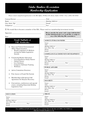 Fillable Online Please click here for a printable IBA Membership ...