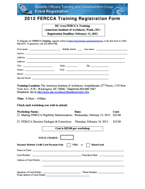 Fillable Online registration golearnportal 2012 FERCCA Training ...
