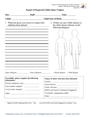 Fillable Online Report of Suspected Child Abuse Form - Community Action ...