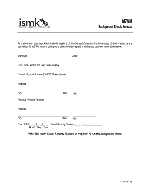 Fillable Online ismk Background Check Release Form - ismk Fax Email ...