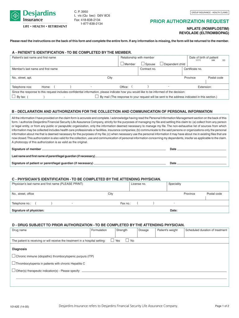 Fillable Online PAR_10142E - Desjardins Life Insurance Fax Email Print ...