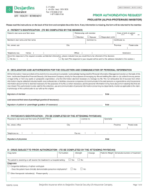 Fillable Online PROLASTIN - Desjardins Life Insurance Fax Email Print ...