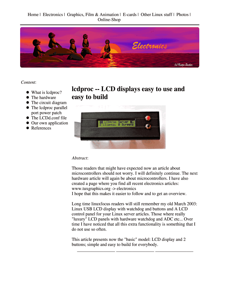 Fillable Online tuxgraphics Lcdproc -- LCD displays easy to use and easy to bb - TuxGraphicsorg ...