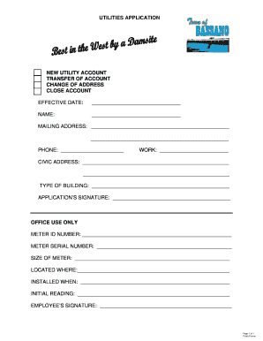 Fillable Online Utility Account Information Collection - Town of ...