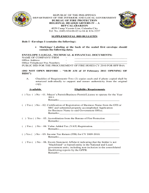 Fillable Online BAC supplemental Notice FH - BFP Region 4A Fax Email ...