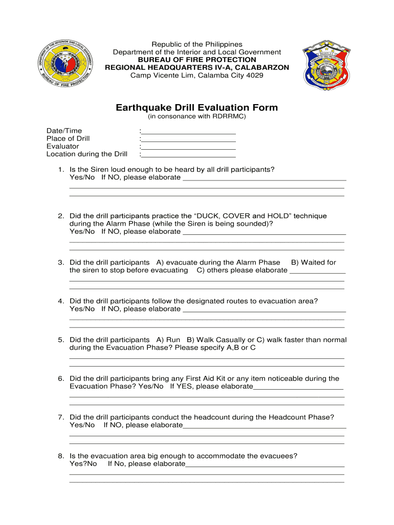 Disaster Drill Template