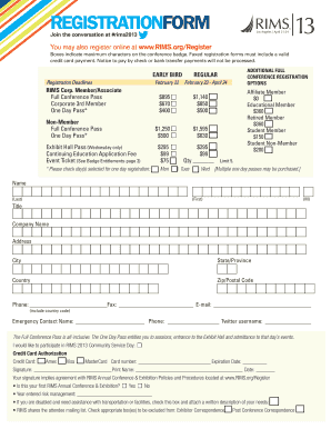 Fillable Online rims 13 Registration Form - RIMS Fax Email Print ...