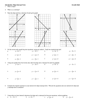 Fillable Online Introduction: Slope-Intercept Form Seventh Math 1. What ...