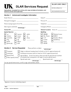 Fillable Online research uky DLAR Services Request Form Fax Email Print ...