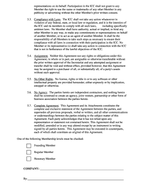 Fillable Online color ICC Membership Agreement and Operating Procedures ...