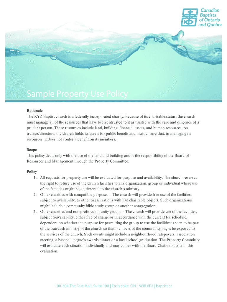 Fillable Online Sample Property Use Policy Fax Email Print - pdfFiller