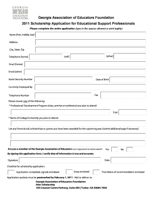 Fillable Online Georgia Association of Educators Foundation 2011 ...