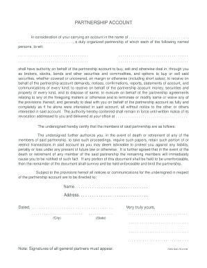 Fillable Online Partnership Account Form Fax Email Print - pdfFiller