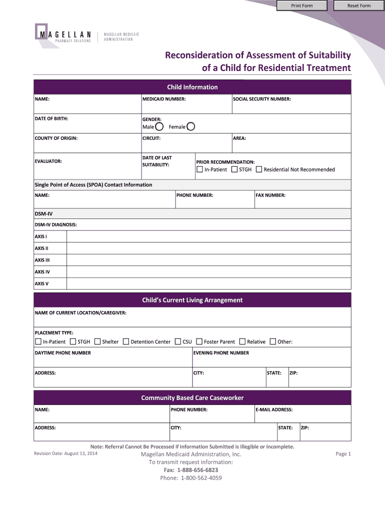 Fillable Online Reconsideration of Assessment of Suitability of a ...