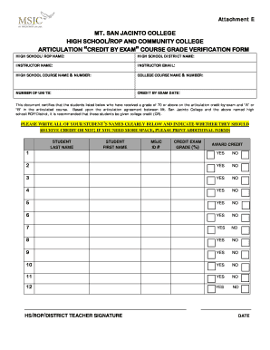 Fillable Online msjc Grade Verification Form Attachment E.pdf - Mt. San ...