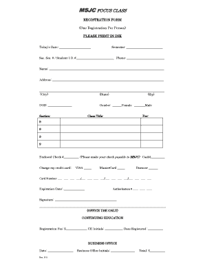 Fillable Online msjc FOCUS Registration Form Fax Email Print - pdfFiller