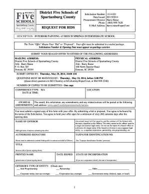 Fillable Online DESCRIPTION INTERIOR PAINTING AT BEECH SPRINGS ...