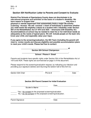 Fillable Online Section 504 Notification Letter to Parents - Spartanburg County bb Fax Email ...