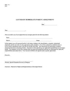 Fillable Online SPE-5-1 Surrogate LetterDOC Fax Email Print - pdfFiller