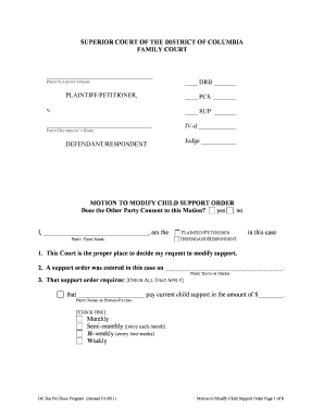 Fillable Online Motion to Modify Child Support Order - LawHelp.org Fax ...
