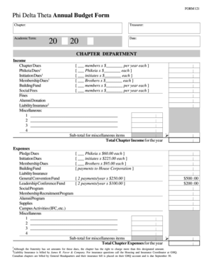 Fillable Online phideltatheta Annual Budget Form - Phi Delta Theta ...