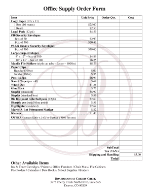 Fillable Online Supply Order Form.pdf - Boardroom Executive Suites Fax ...
