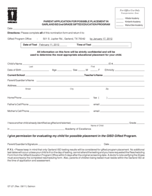 Fillable Online Magnet application process & timelinesGarland ...